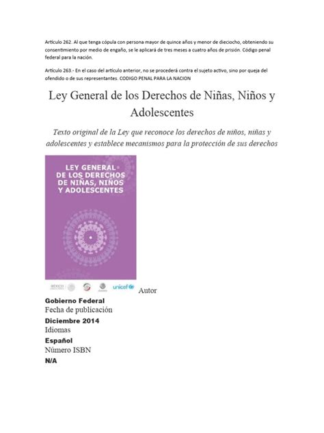 Adn Ley Gral De Los Derechos De Las Niños Y Las Niñas Pdf Derecho