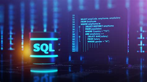 Sql Statements Code On A Computer Monitor With Databases And Computer Server Background Example