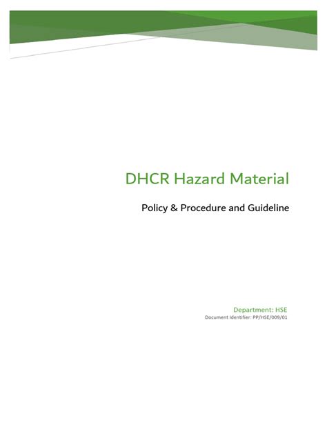 Dhcr Hazard Material Guideline Pdf Dangerous Goods Waste