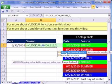 Excel Magic Trick 353 Date VLOOKUP For Seasons YouTube