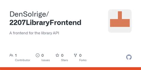Github Densolrige Libraryfrontend A Frontend For The Library Api