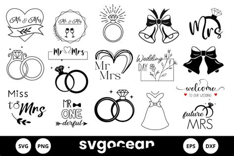 Wedding Svg Bundle Clipart Silhouette Cut Files By Svgocean