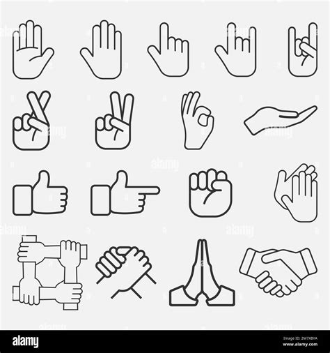 Hand Icon Set Isolated On White Background Vector Illustration Eps 10