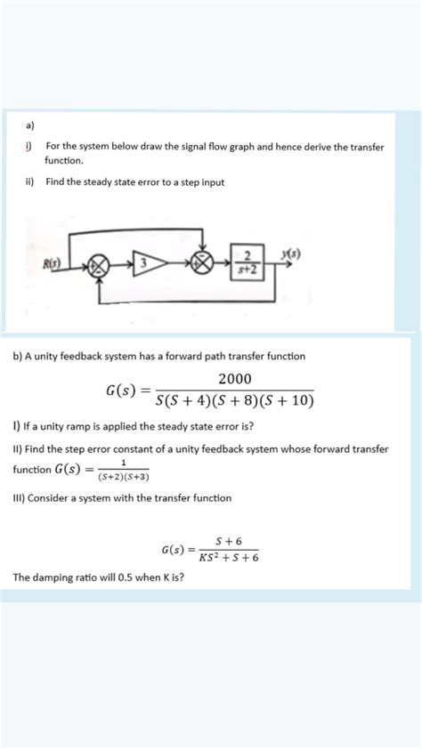 Solved A I For The System Below Draw The Signal Flow Graph Chegg