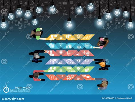 Vector Brainstorming Business Ideas The Concept Consists Of A Light