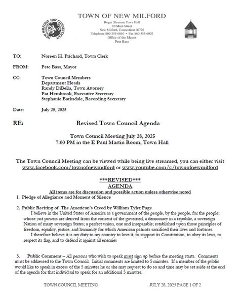 New Milford Ct New Milford Ct Town Council Happenings