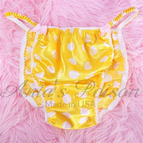 Sissy Satin Panties Anias Poison Yellow White Polka Dot Shiny 100