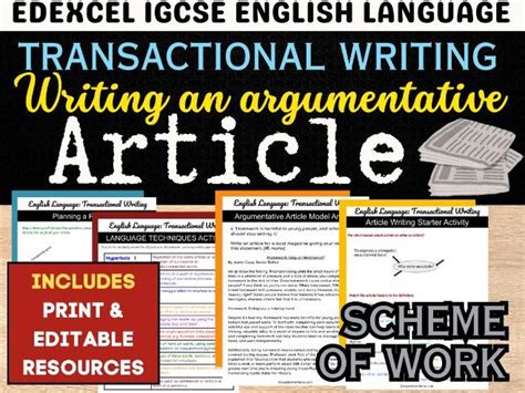 Editable Igcse Article Writing Unit Teaching Resources