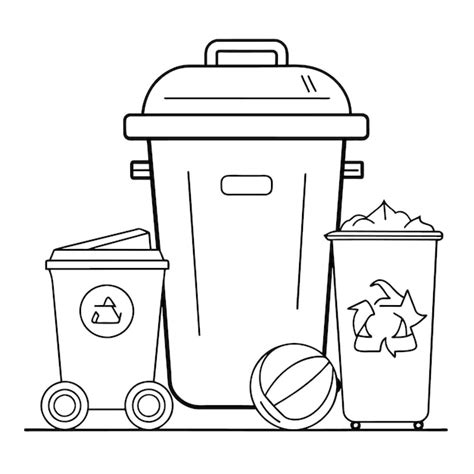 Premium Vector One Continuous Line Drawing Of Garbage Container