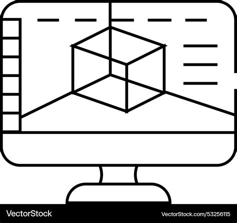 3d Software Line Icon Royalty Free Vector Image