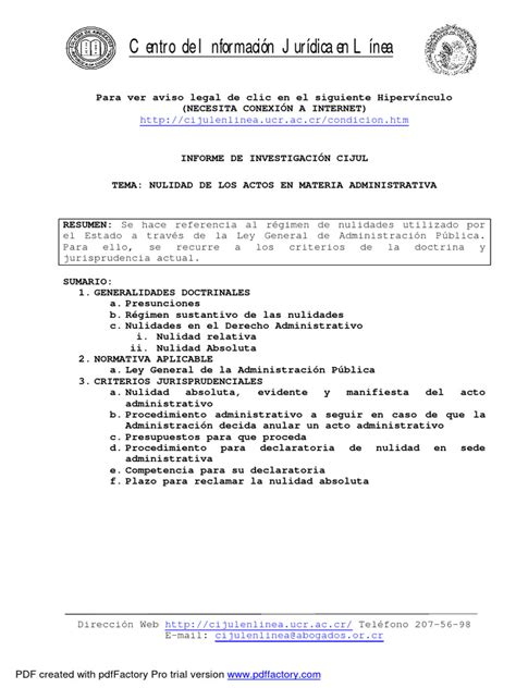 Nulidad De Los Actos En Materia Administrativa Pdf Nulo Ley