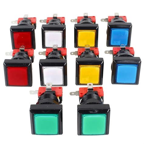 Arcade Square Shape Led Illuminated Push Button With Micro Switch For Arcade Machine Game Video