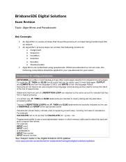 Algorithms And Pseudocode Docx BrisbaneSDE Digital Solutions Exam Revision Topic