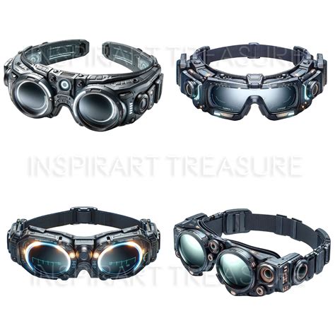Sci Fi Eyewear Clipart Futuristic Goggle Pngs Gadgets Junk Journal Page