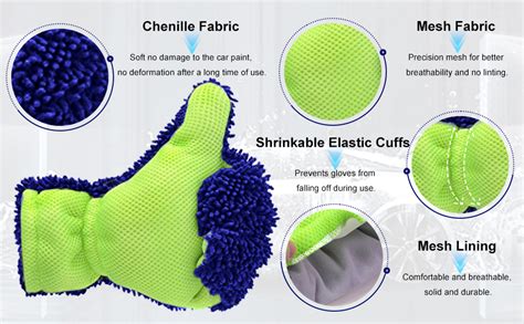 Bokwin 2 Pack Car Wash Mitt Scratch Free 5 Finger