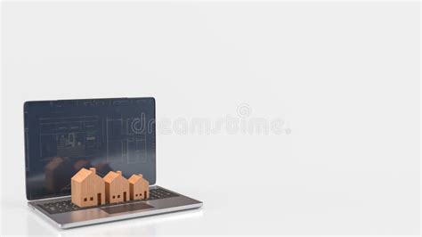 The Notebook And Wood House For Business Concept 3d Rendering Stock