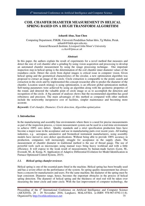 PDF COIL CHAMFER DIAMETER MEASUREMENT IN HELICAL SPRING BASED ON A