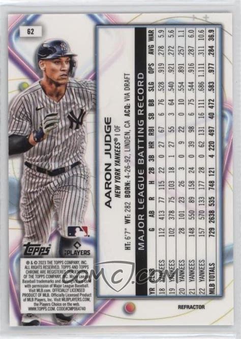 2023 Topps Cosmic Chrome Base Refractor 62 Aaron Judge