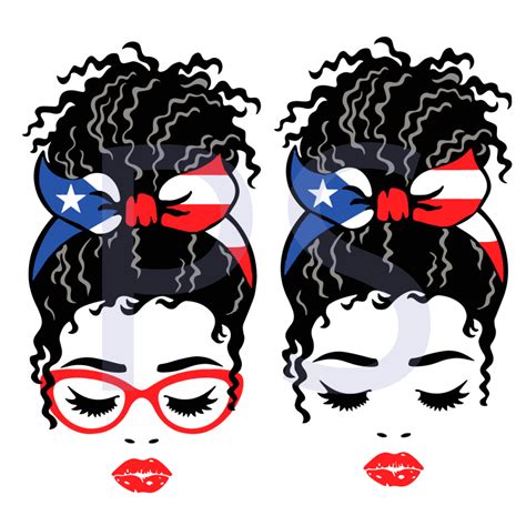 Messy Bun Bandana Svg Trending Svg Winked Eyes Svg Girl W Inspire