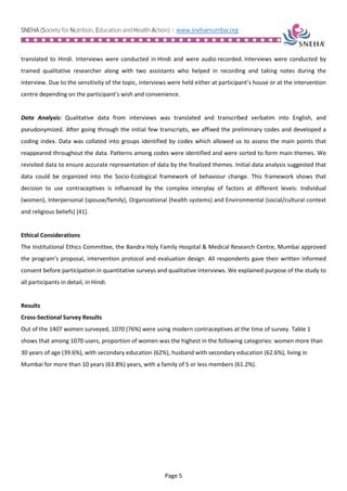 To Use Or Not To Use A Mixed Methods Study Exploring Factors In Influencing Modern Contraceptive