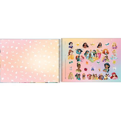 Caderno De Cartografia E Desenho Espiral Capa Dura 80 Folhas Princesas
