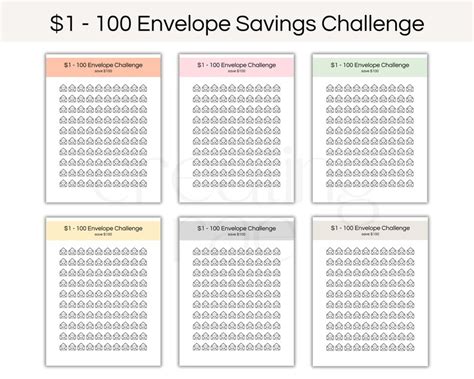 100 Envelope Savings Challenge Printable Envelope Savings Etsy