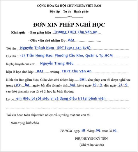 4 mẫu đơn xin nghỉ học giấy xin phép nghỉ học cách viết hay