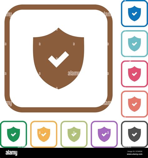 Active Security Simple Icons In Color Rounded Square Frames On White Background Stock Vector