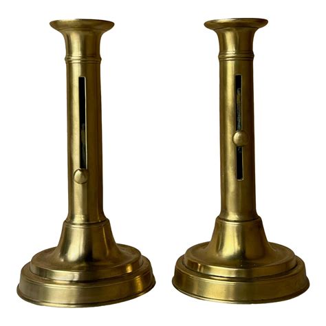 Brass Push Up Candlesticks French 19th C Chairish