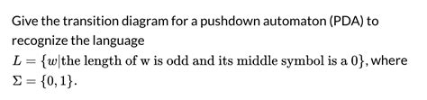 Solved Give The Transition Diagram For A Pushdown Automaton Chegg