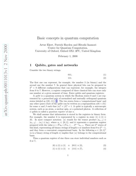 Basic Concepts In Quantum Computation