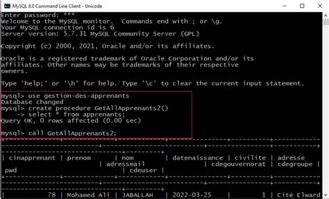 Créer une procédure stockée à laide de lassistant MySQL Workbench