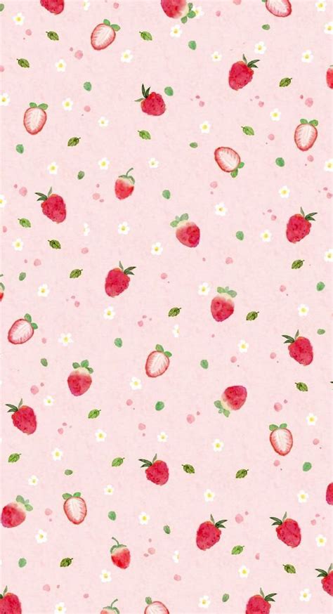 Pink Strawberry And Flower Wallpaper