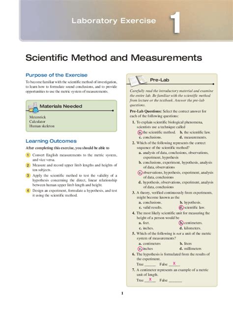 Fillable Online Lab Exam Exercise 1 Scientific Method And Laboratory