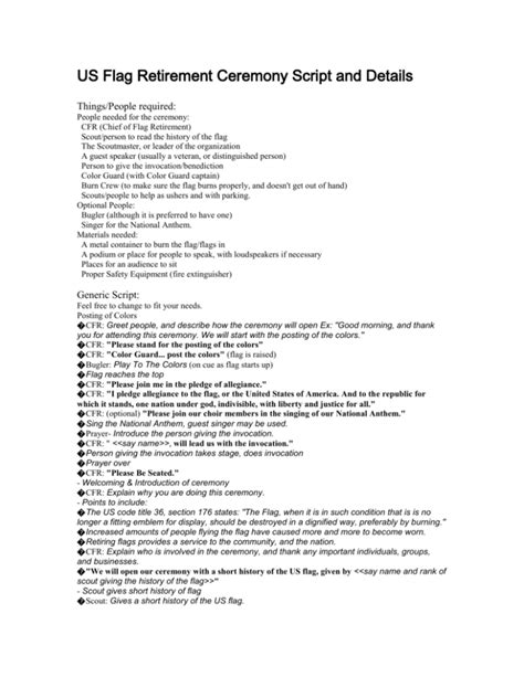 Us Flag Retirement Ceremony Script And Details