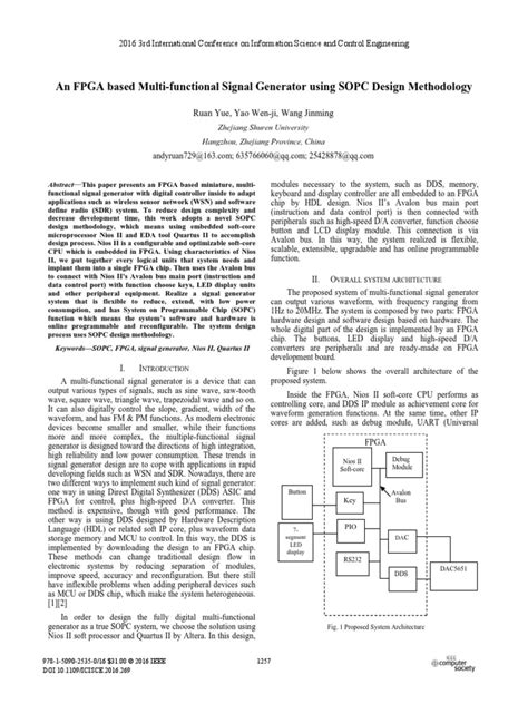 An Fpga Based Multi Functional Signal Generator Using Sopc Design