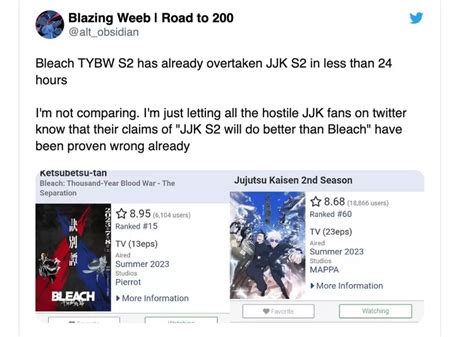 Kurang Dari 24 Jam Bleach TYBW Part 2 Hancurkan Peringkat Jujutsu