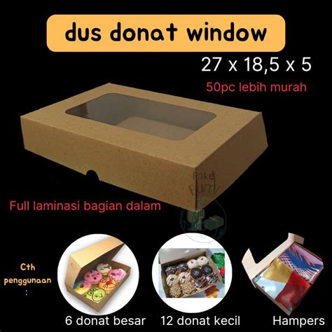 Jual Box Donat Isi 6 Isi 12 Dus Donat Window Kraft Laminasi Coklat Box