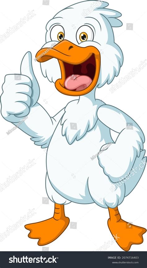 Cute Duck Cartoon Giving Thumb Stock Vector Royalty Free 2074716403