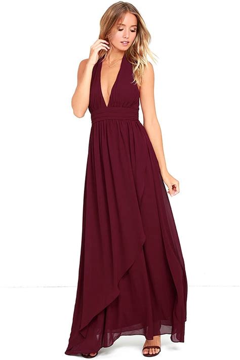 Lovely Burgundy Dress Maxi Dress Halter Dress 8400 Lulus