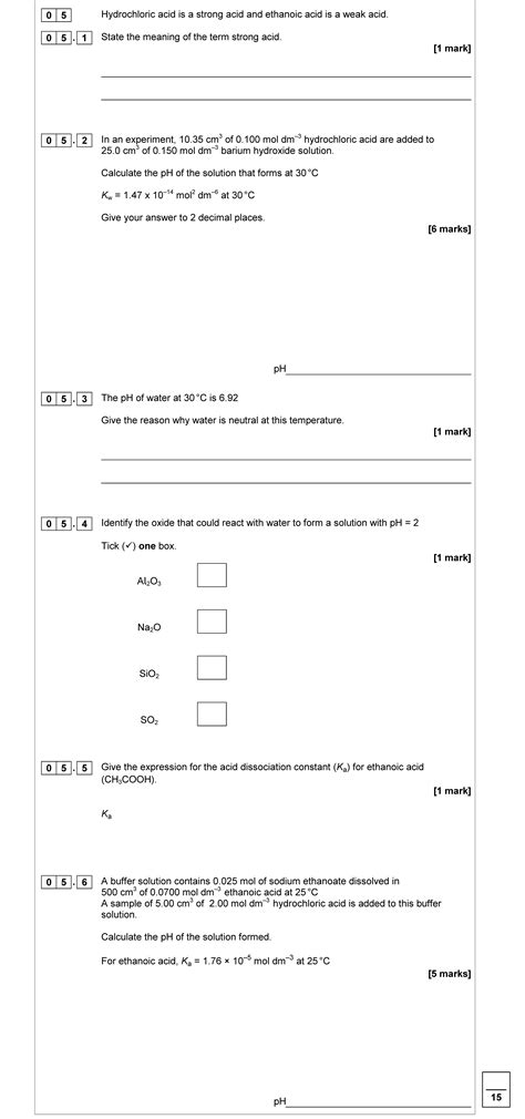 A Level Aqa Chemistry Fundamentals Of Acids And Bases Hydrochloric Acid