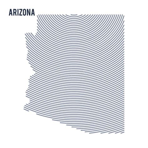 Vector Abstract Hatched Map Of Of State Of Arizona With Curve Lines