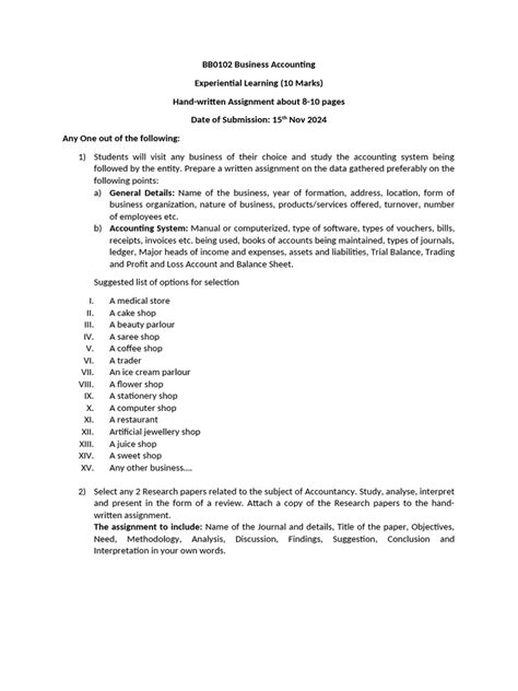 Experiential Learning Assignment Pdf