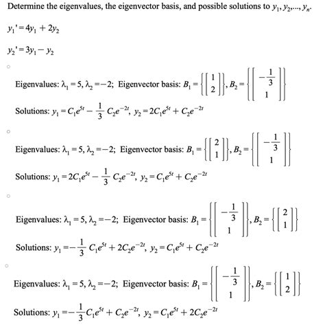 Solved Determine The Eigenvalues The Eigenvector Basis And