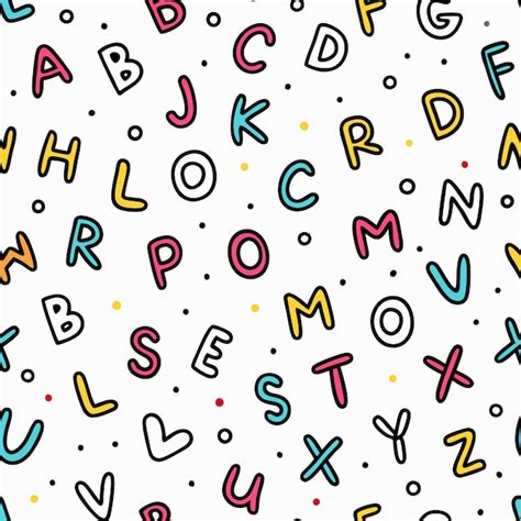 Colorful Alphabet Letters Seamless Pattern Premium Ai Generated Vector