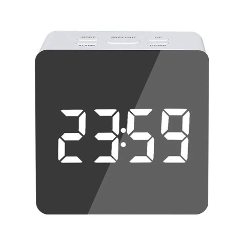 Reloj Despertador Digital Led Temperatura Escritorio Espejo De