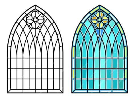 Premium Vector Medieval Gothic Stained Glass Window Vector Set