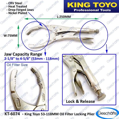 King Toyo Oil Filter Locking Plier 53 118mm Furniture And Home Living Home Improvement