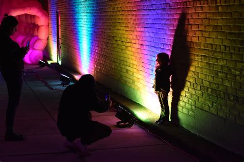 laser display robots light projections part of downtown jackson art