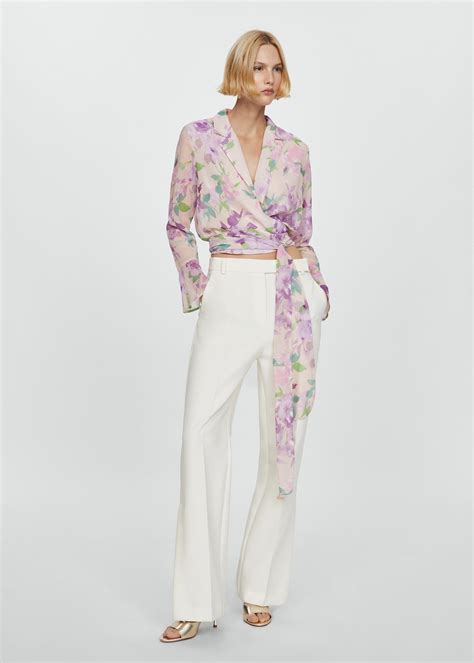 Floral Print Crossover Blouse Woman Mango Usa